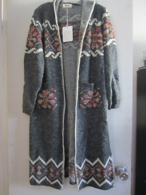 CGYY Women's Long Southwest Native Pattern Gray Cardigan Boho Retro ...