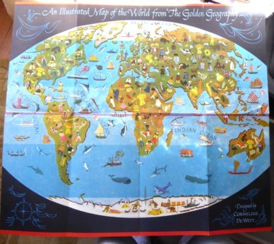 VINTAGE LOVELY CARTOON MAP OF THE WORLD BY DEWITT 1952 | eBay