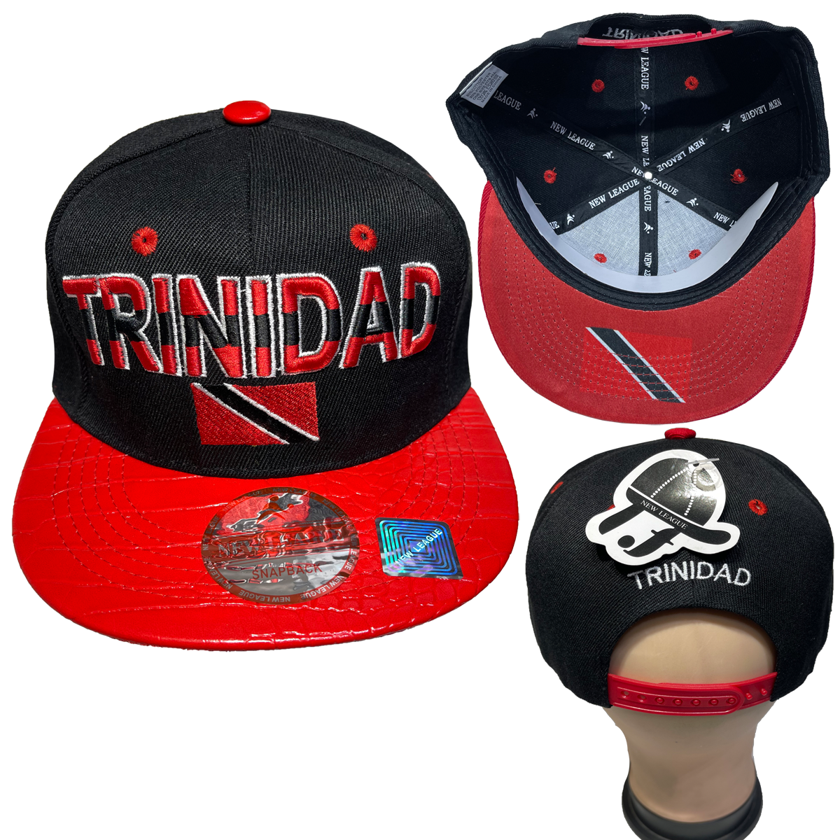 TRINIDAD FLAG 3D Embroidered Snapback Cap Adjustable Baseball Hats LOT ...