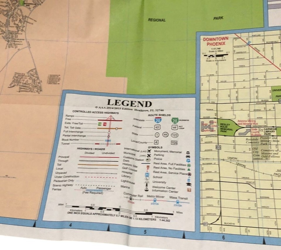 Lot/2 Road Street Maps Phoenix East Arizona & Phoenix West Arizona AAA ...