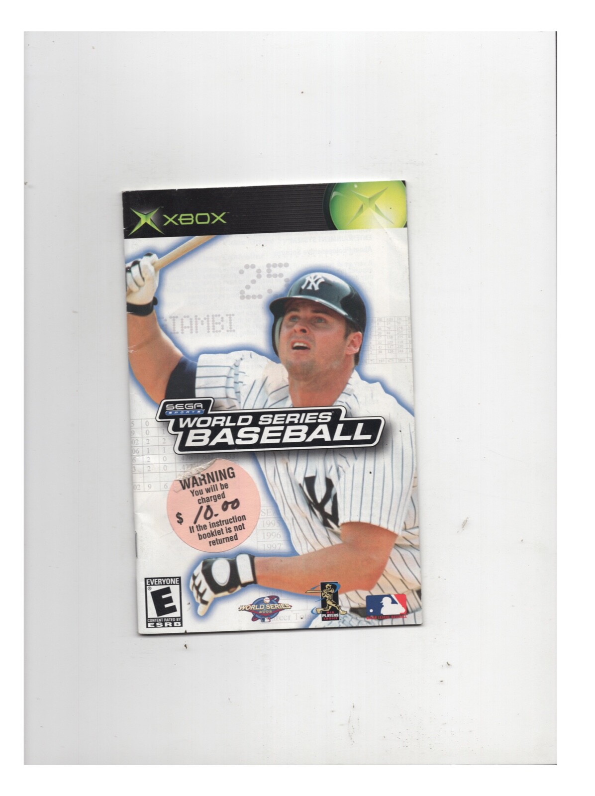 Sega World Series Baseball Original Xbox MANUAL ONLY Authentic No ...