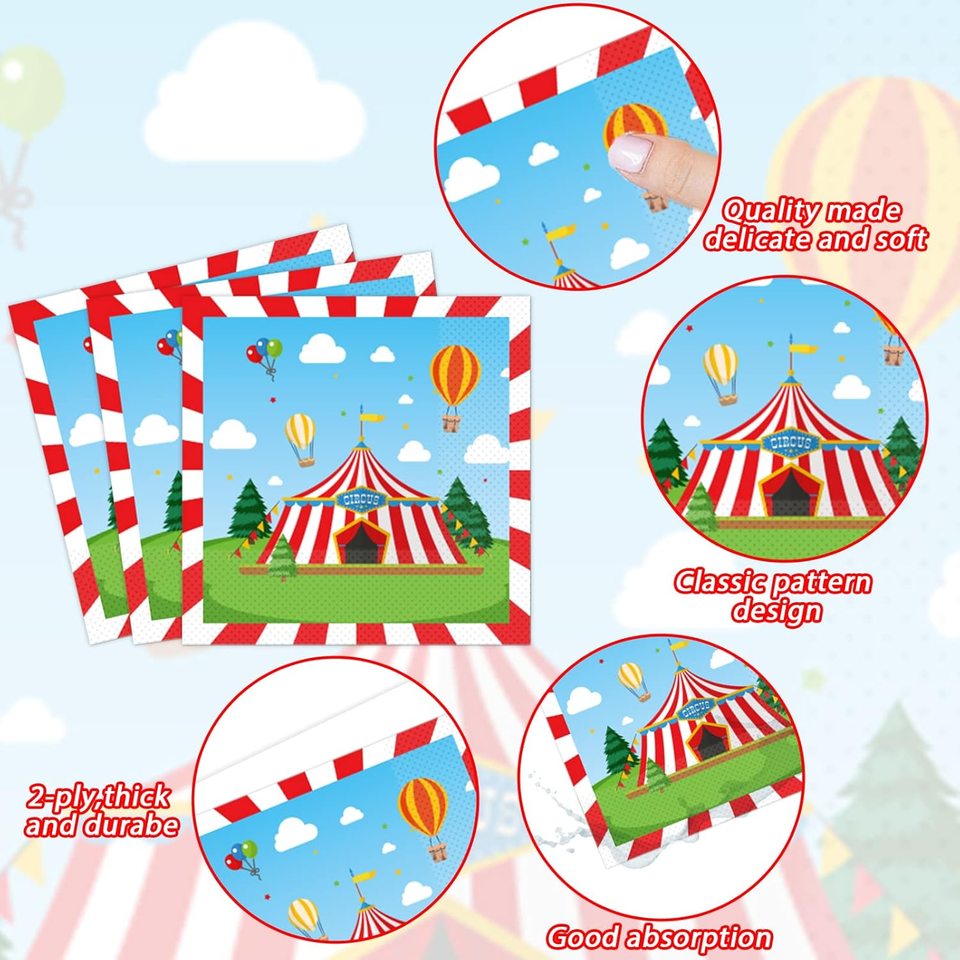 96PCS Circus Tableware Set Carnival Theme Dinnerware Disposable Dessert ...