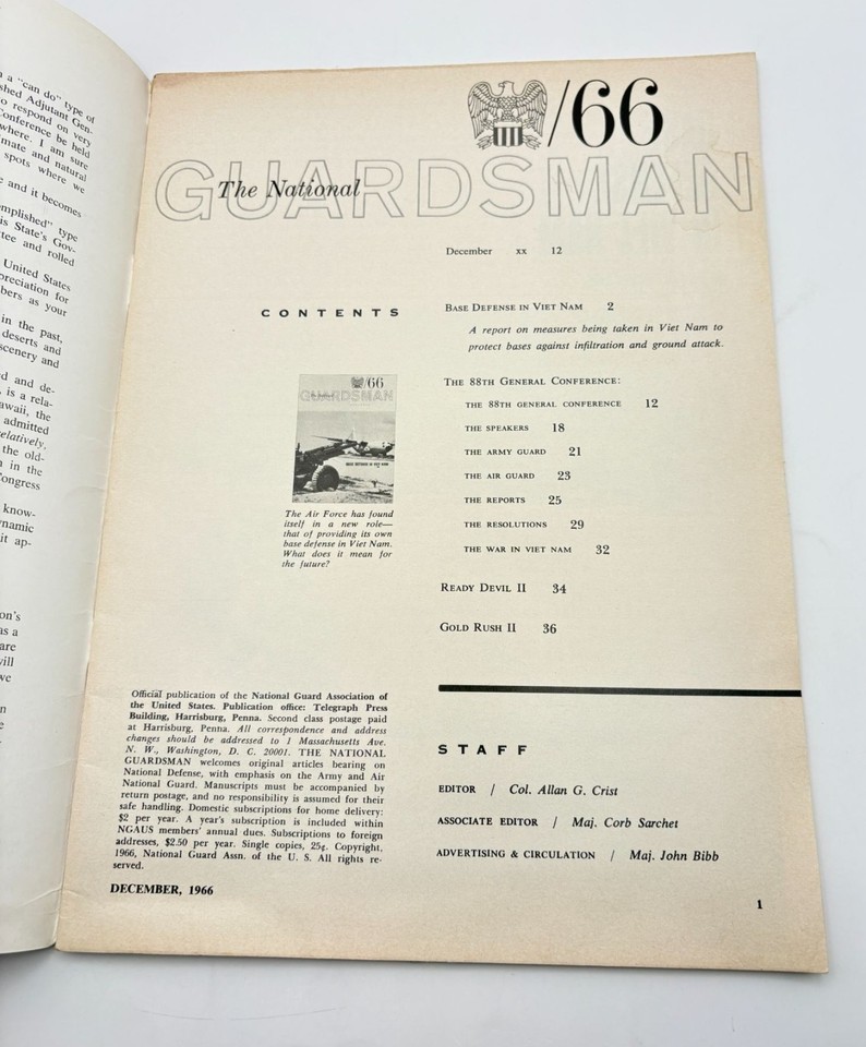 The National Guardsman Military Magazine December 1969 Vintage US ...