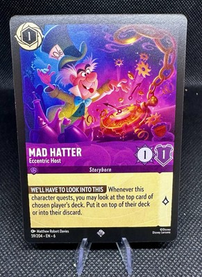 Mad Hatter - Eccentric Host 59/204 Super Rare Disney Lorcana: Azurite ...