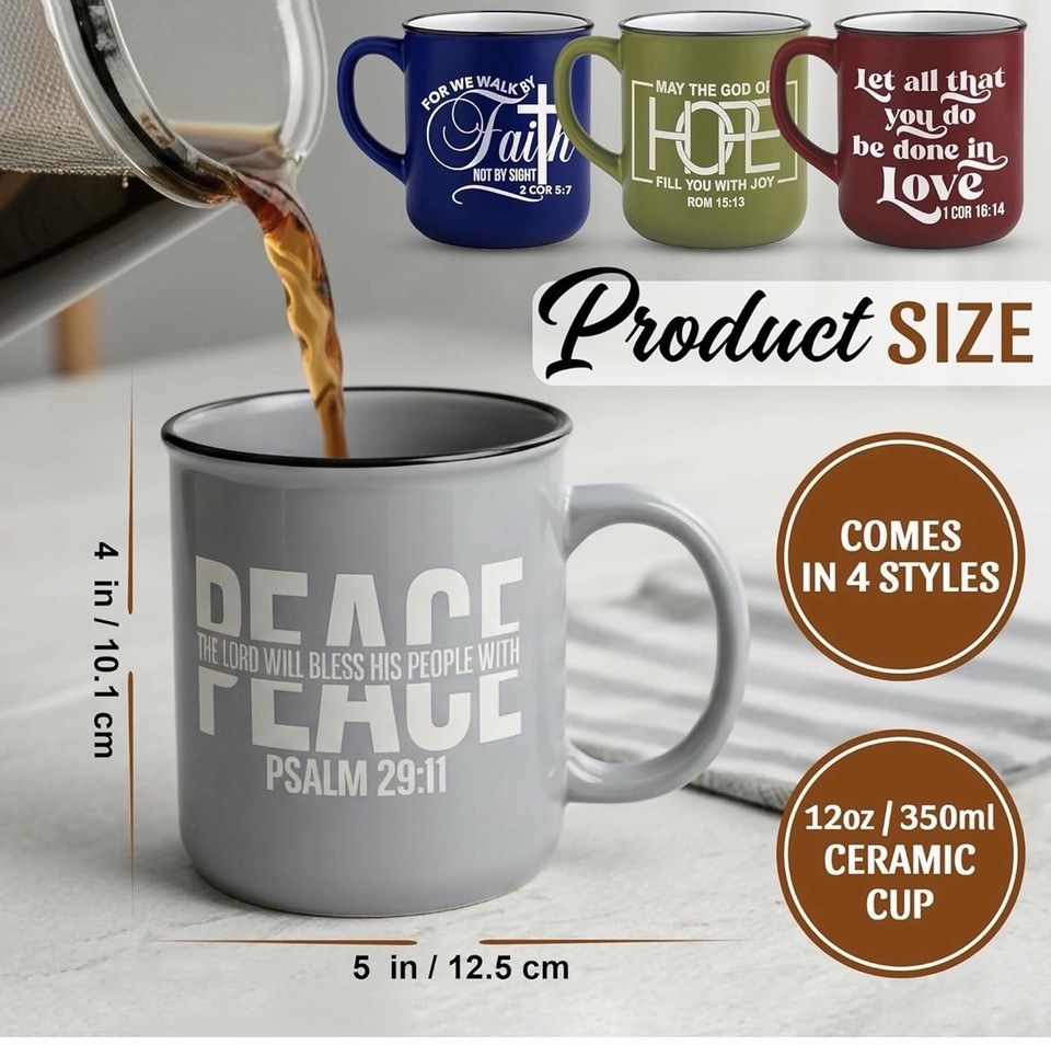 4-Pack Christian Coffee Mugs Set Bible Verse Scripture Ceramic Gift Women Men | eBay