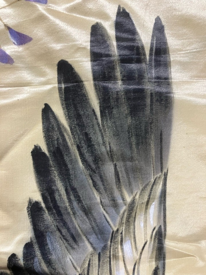 Large Silk Painting Asia Art Early 20th Century Wading Bird Vietnam ...