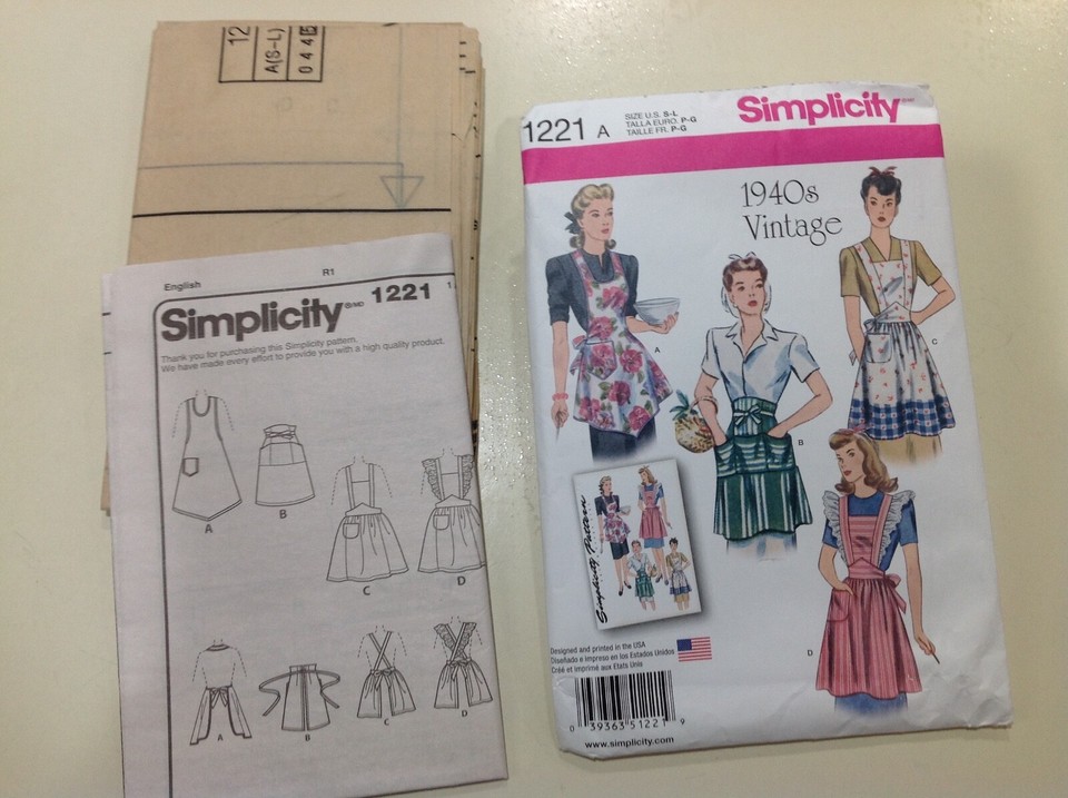 Simplicity Sewing Pattern #1221 Vintage Uncut 1940's Style Aprons Size ...