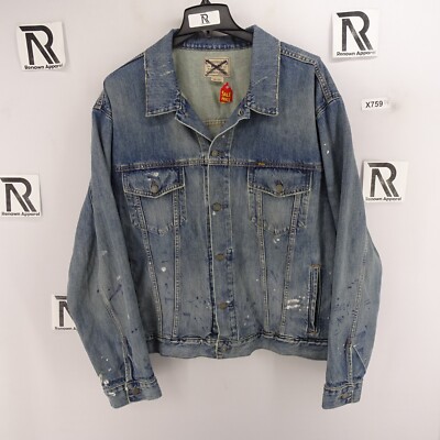 New Mens Polo Ralph Lauren Blue Jean Denim Trucker Jacket Size 3XB 3XL ...
