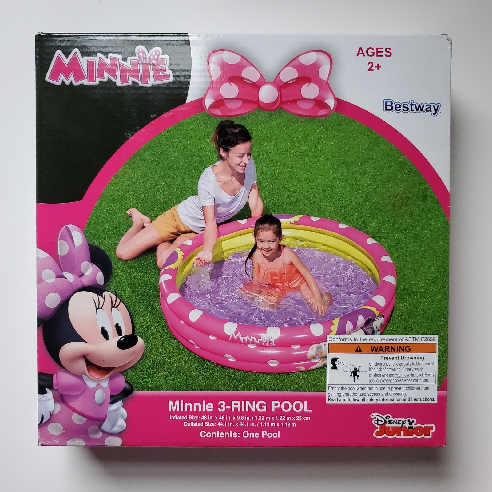 Disney Jr Minnie Mouse Inflatable Kiddie Swimming Pool 3 Ring Armbands ...