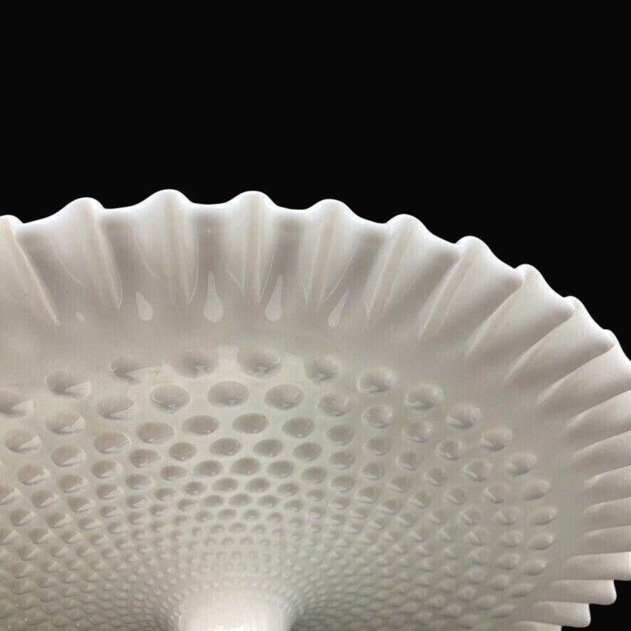 Vtg Fenton Milk Glass Hobnail 12.5" Pedestal Cake Plate Stand Ruffled ...