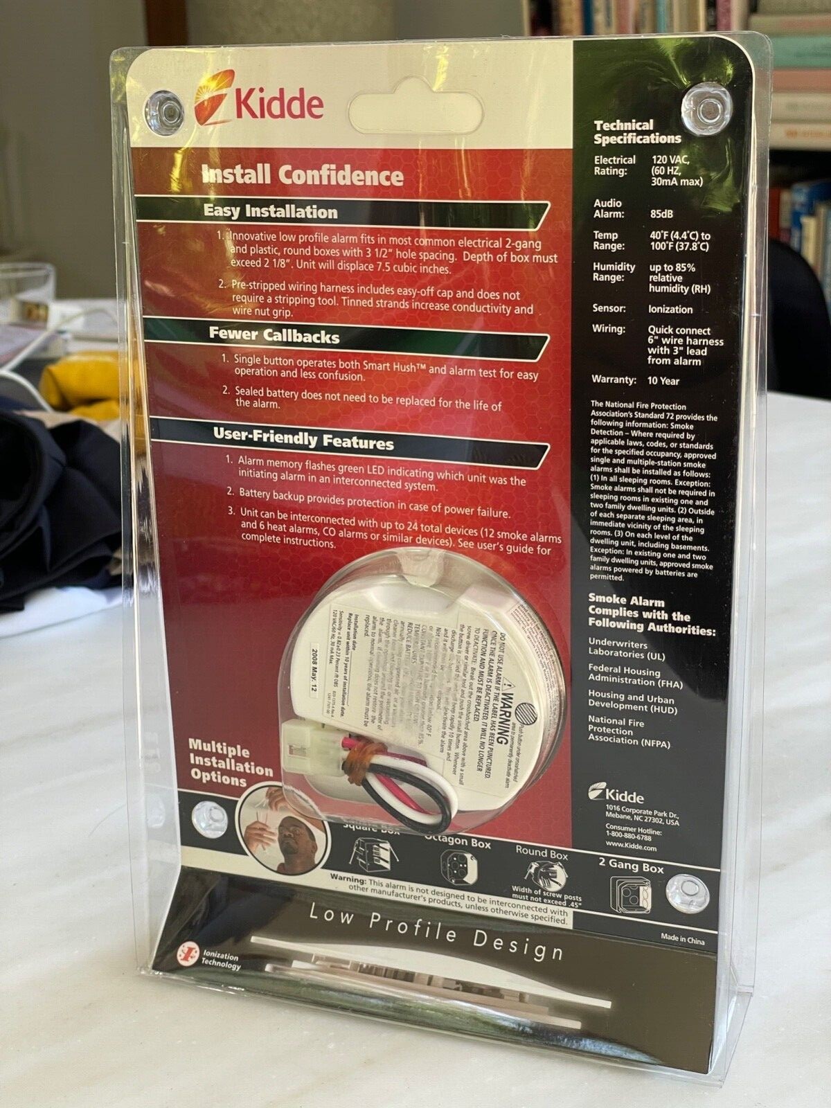 KIDDE 120V AC LOW PROFILE SMOKE ALARM 21007288 - KN-SMFM-i 47871072880 ...