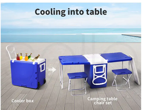 Cooler Box Camping Table Chair Icebox Esky Outdoor Rolling Picnic Beach ...