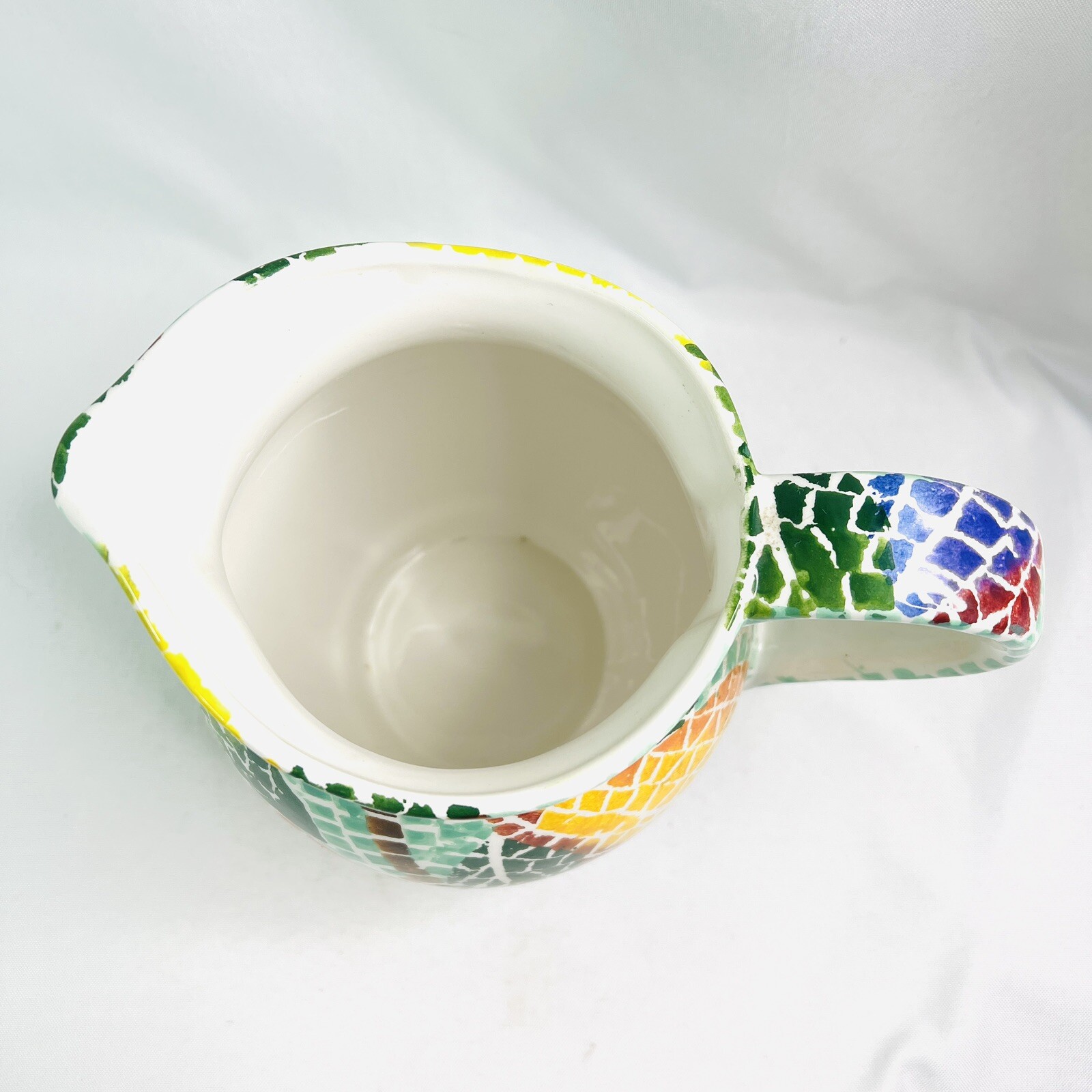 La Ceramica VBC Mosaic Look Hand Painted Ceramic Pitcher Fruit Design ...
