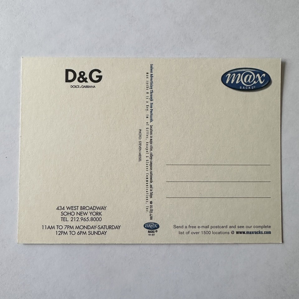 Vintage D&G Dolce Gabbana Steven Meisel 1997 POSTCARD Scott Barnhill ...