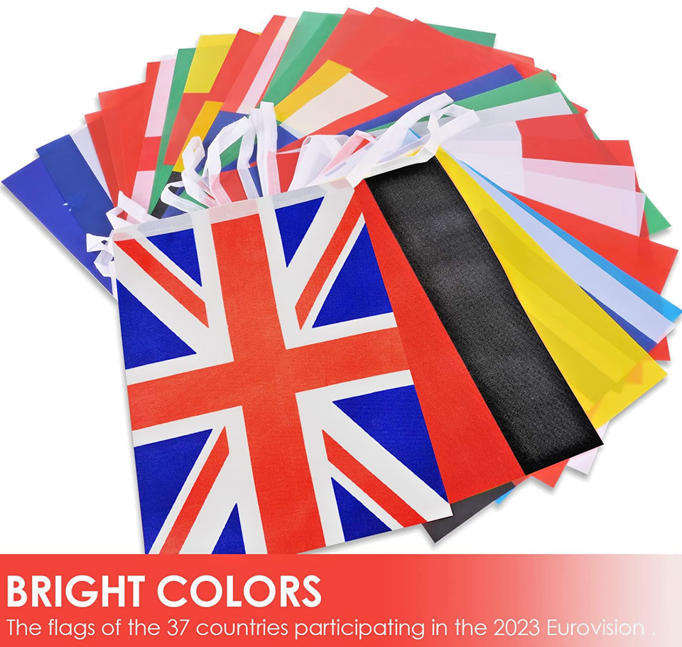 1 to 10 Packs 15 Metre 37 Eurovision Fabric Flags Bunting Speedy ...