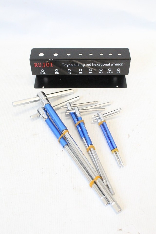 New RUJOI 8pcs Metric T Handle Hex Allen Key WRENCH SET w/Storage Rack ...