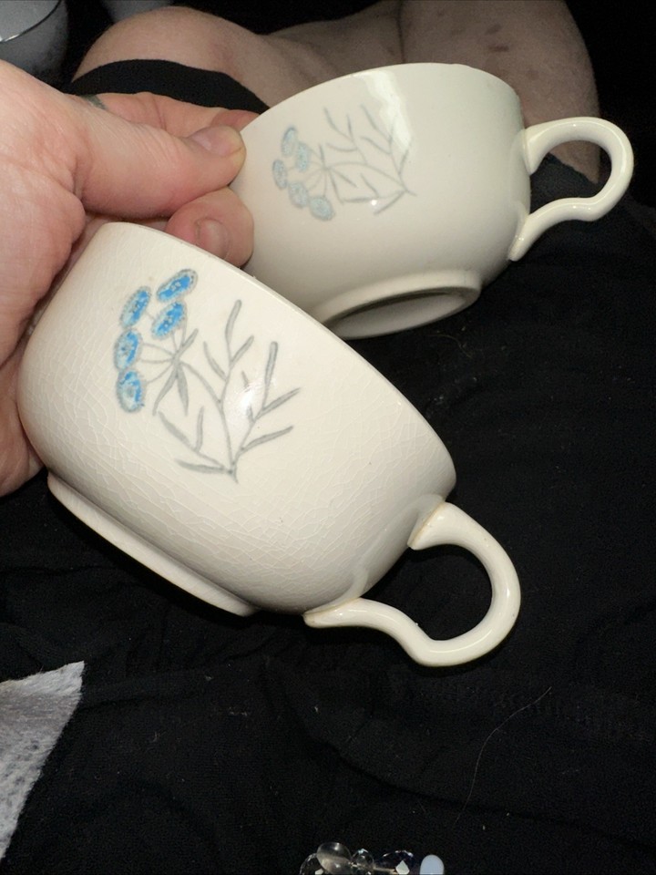 Blue Flower Vintage Gray Cream Tea Cup Cofee Maytime Royal | eBay