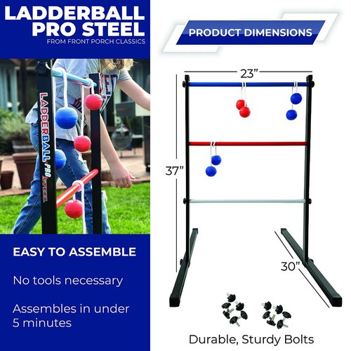 Ladder Toss Game Solid Steel Set with Weighted Bolas and Carrying Case ...