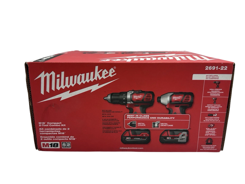 Milwaukee Drill Driver 2691-22 M18 18V Cordless Li-Ion Impact Driver ...