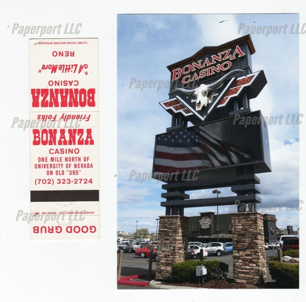 Bonanza Hotel & Casino Matchbook Cover & 4x6 Photo Vintage Reno Nevada ...