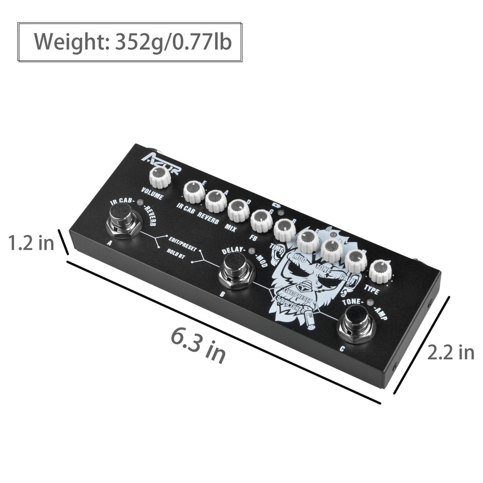 Multi-Effect Pedal Built-in Battery AZOR Multi Effects CUBE BABY Guitar ...