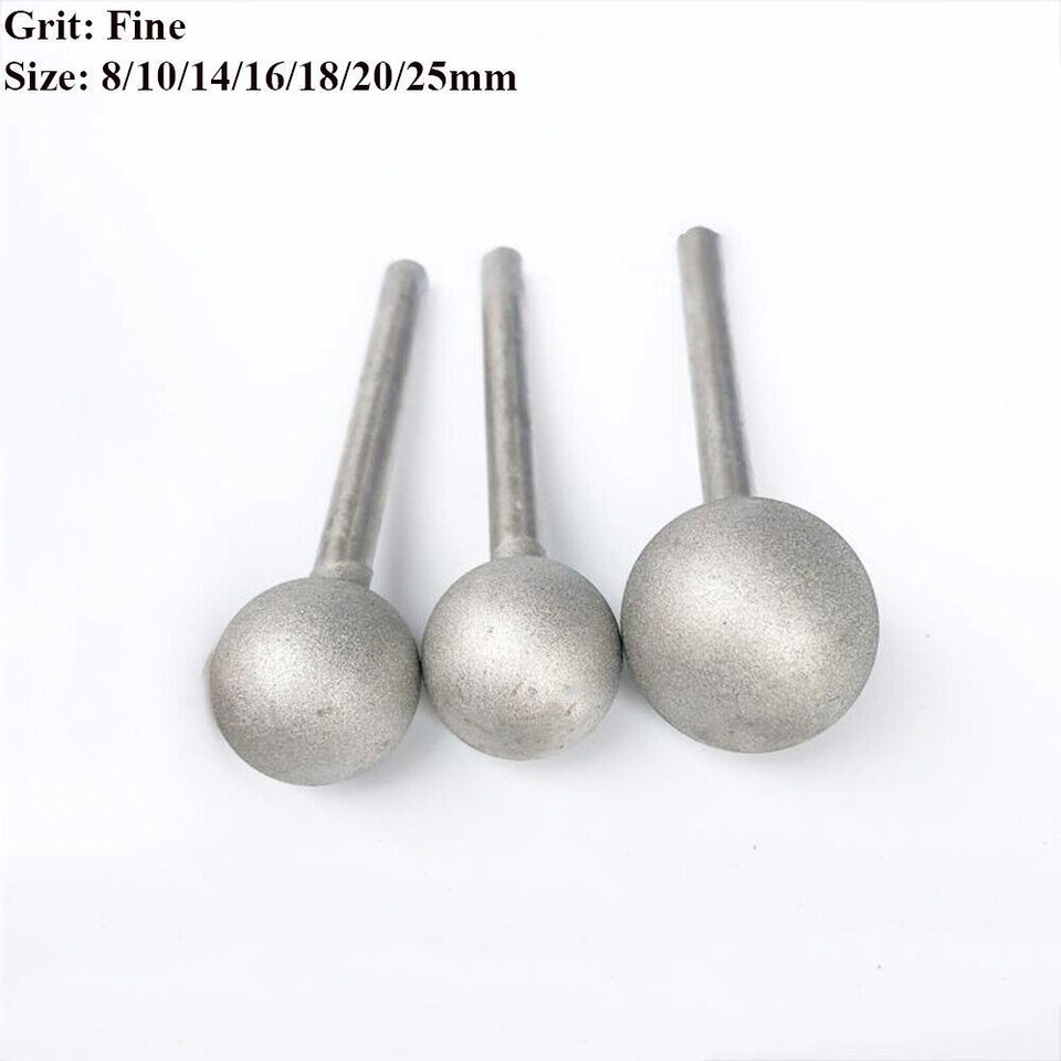 6-50mm Ball Round Diamond Burrs Grinding Bits Point 6mm / 8mm Shank ...