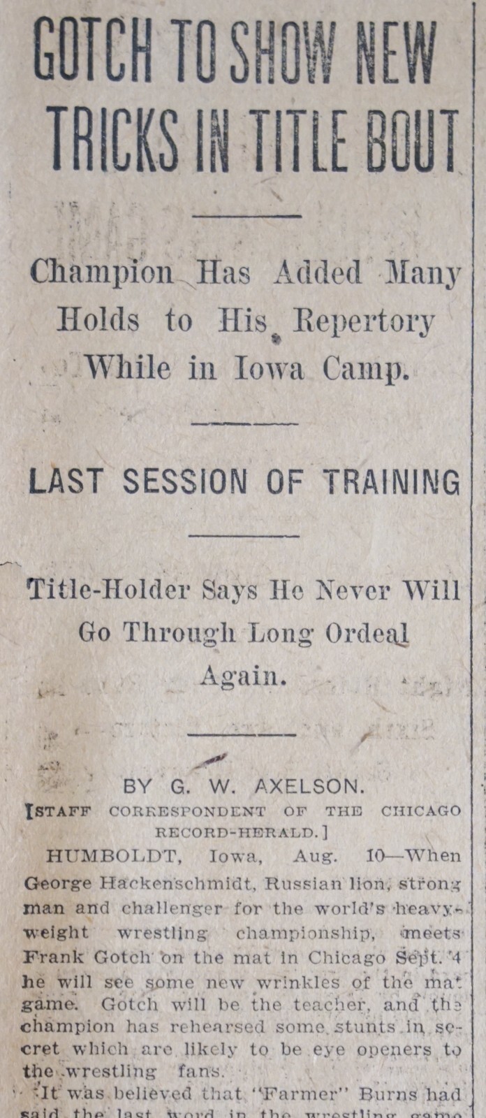 1911 Chicago Sports Page - Frank Gotch to Show New Tricks in Title Bout ...