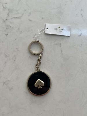 KATE SPADE BLACK/GOLD ENAMEL SPADE KEY FOBS 4 INCHES NWT KEY CHAIN ...