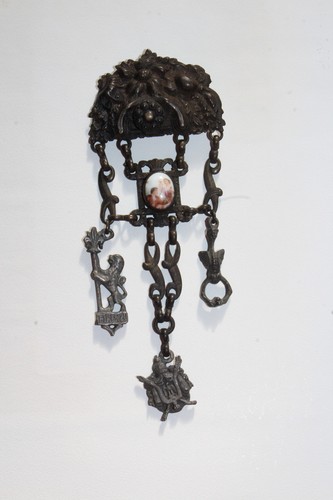 Antique Victorian Chatelaine Pin Brooch Florence Italy Souvenir | eBay