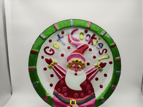 Demdaco-Christmas Santa Claus-GOT COOKIES-Platter 14” Glass Serving ...