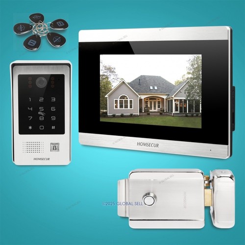 HOMSECUR 7" Wired Video Door Entry Security Intercom Electric Lock+Keys ...