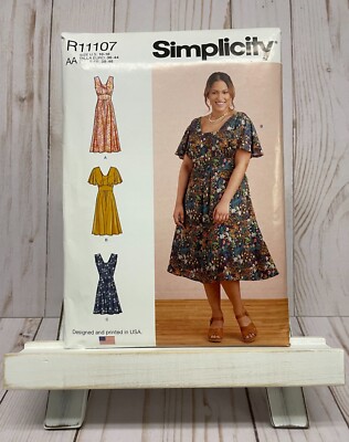 Simplicity 11107 Misses Fit Flare Dress Flutter Sleeve Sewing Pattern ...