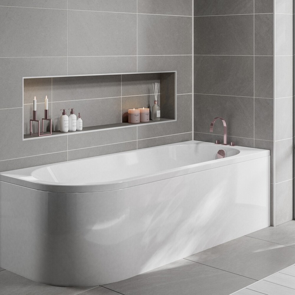 Trojan J Shaped Single Ended Bath 1700mm x 750mm Right Handed - No Tap ...