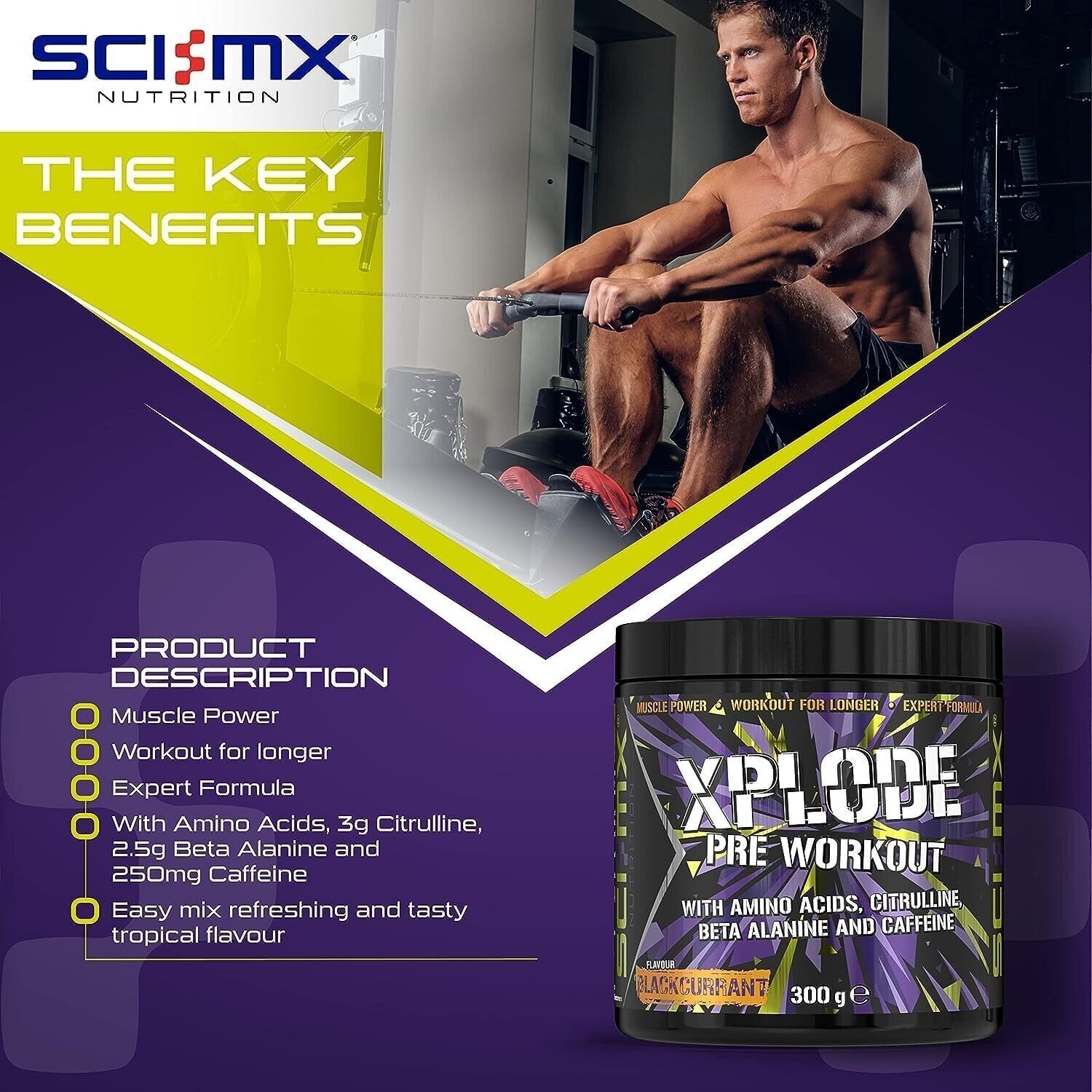 Sci-MX Xplode Pre Workout Powder 300g Strong Muscle Pump Extreme Energy ...