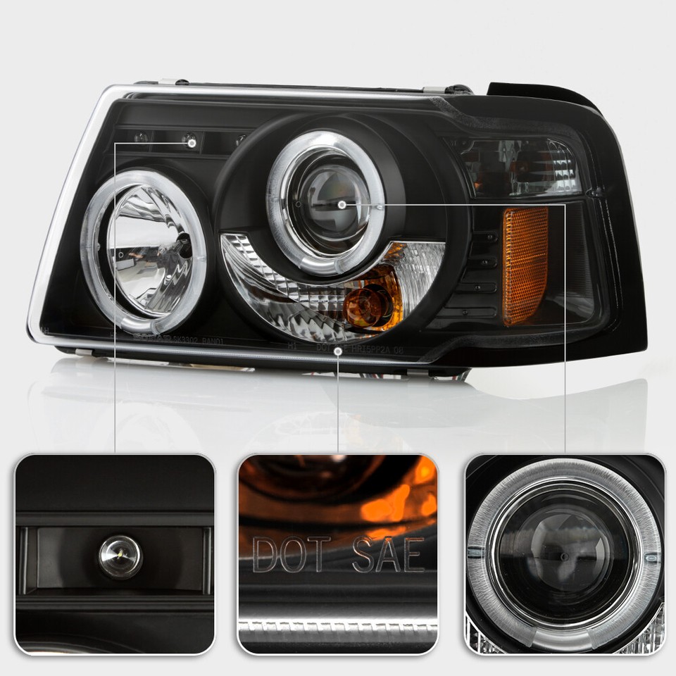 Blk 2001-2011 Ford Ranger LED Halo Projector Headlights w/Built In ...
