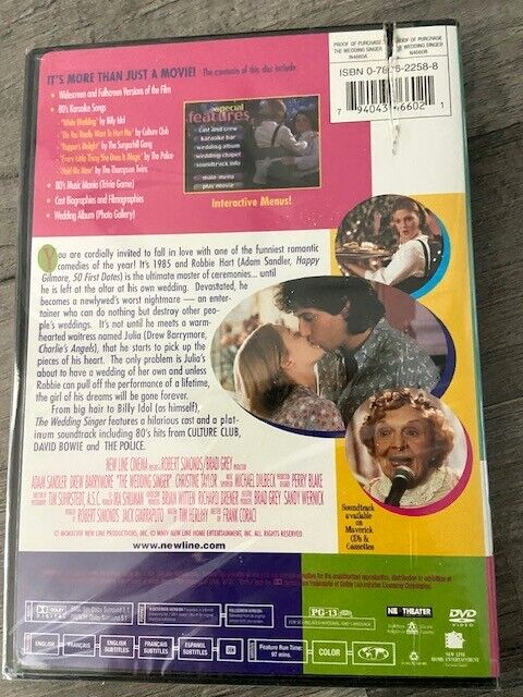 The Wedding Singer DVD Adam Sandler Drew Barrymore (New ) | eBay