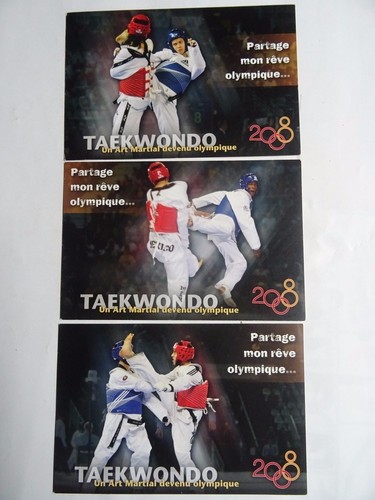 3 Cartes Postales Taekwondo 2008 Maeva Musso, Mickael Borot, Yassine ...
