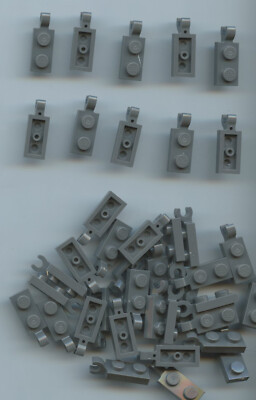 LEGO x 40 Dark Bluish Gray Plate, Modified 1 x 2 with Clip on End Horiz ...