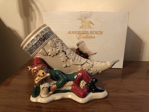 2006 ANHEUSER BUSCH BEVO FOX CERAMIC HORN STEIN CS672 #1871 NEW IN BOX ...