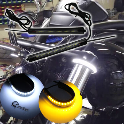 2x Universal Motorcycle Switchback Fork LED Turn Signal Daytime DRL ...