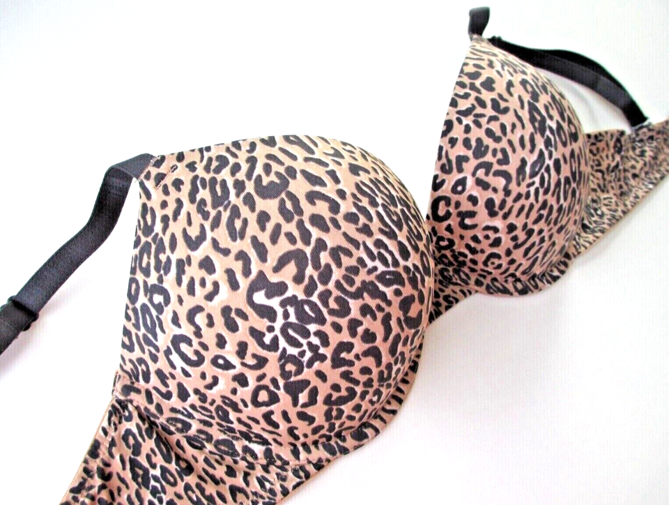 VICTORIA'S SECRET PINK Super Push-Up Bra VS Praline Leopard 36D 38B 38C ...