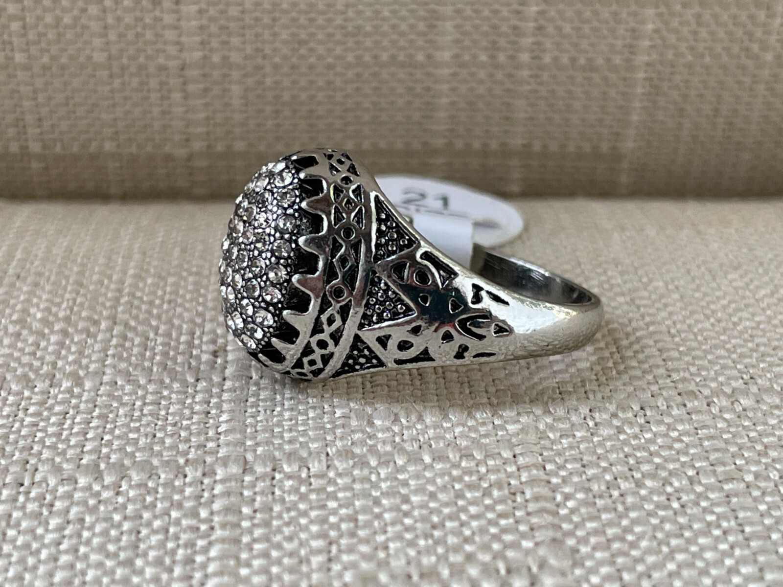 Men Ring Turkish Style Silver Tone Crystals Accent Fashion Ring Jewelry ...