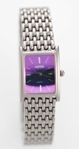 Aspen Watch Womens Stainless Gray Steel Water Resist Battery Purple ...