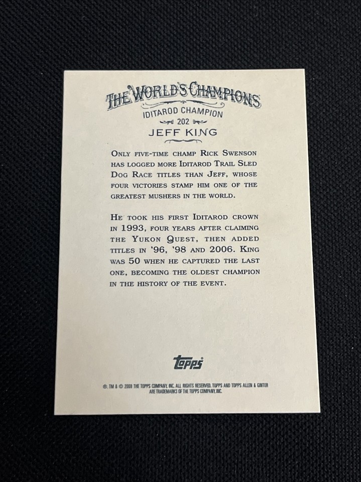 JEFF KING 2008 TOPPS ALLEN & GINTER SIGNED AUTOGRAPHED CARD SLED DOG ...