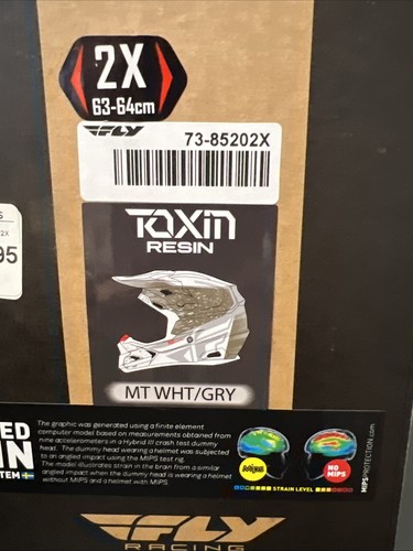 NEW FLY RACING TOXIN ORIGINAL HELMET MATTE WHITE/GRAY SIZE 2X ...
