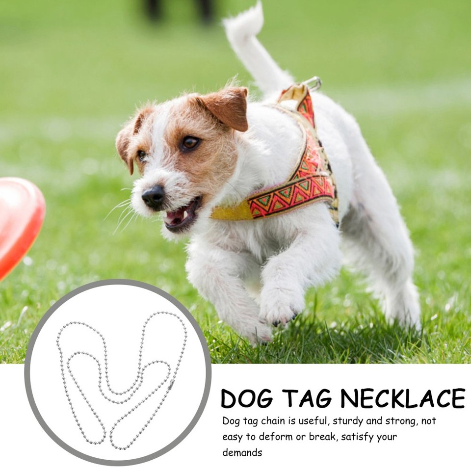Military Dog Tag Necklace Chain Stainless Steel Beads Chain Metal Dog ...