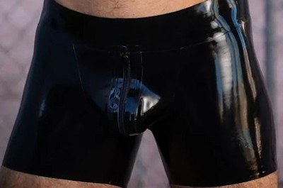 Latex Rubber Shorts Crutch Zipper from Ms S Medium bluf gay | eBay