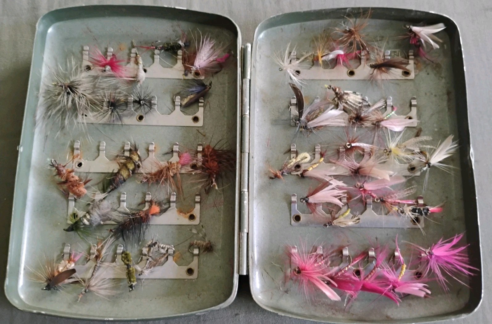 Vintage Aluminum Fly Fish Box Ventilated Loaded With Flies | eBay