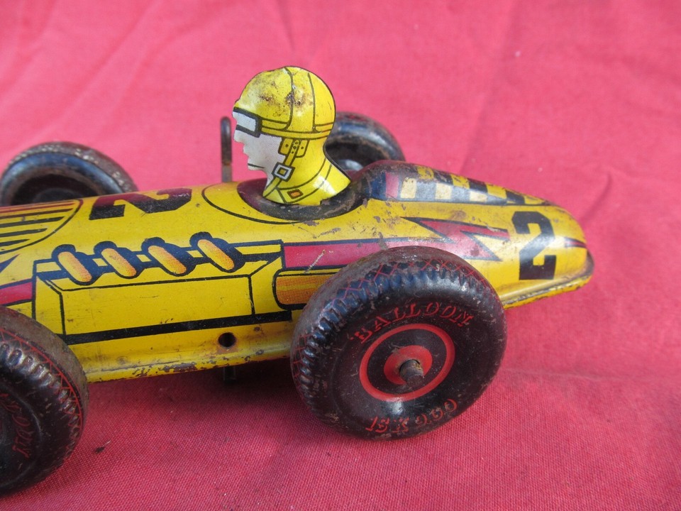 Louis Marx MAR Tin Wind Up Toy Midget Racing Race Racer Car Driver HEAD ...