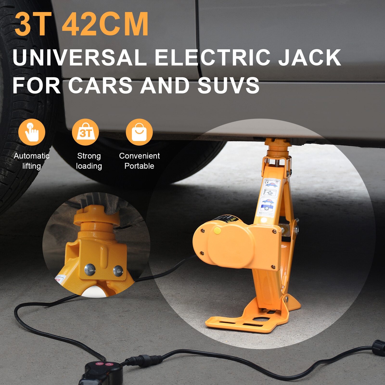 12V 5Ton Car Electric Hydraulic Floor Jack Tire Inflator Pump LED ...